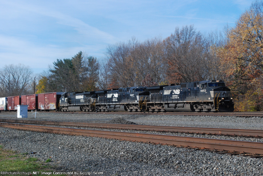 A trio of NS units take a train east.
